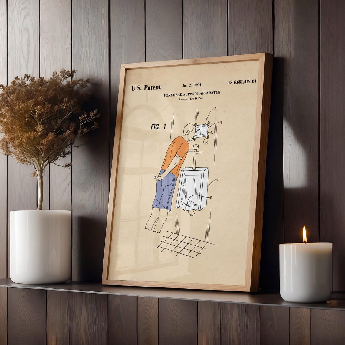 Bathroom Wall Decor Patent Guest Plumber Powder Room Home Art Bachelor ...