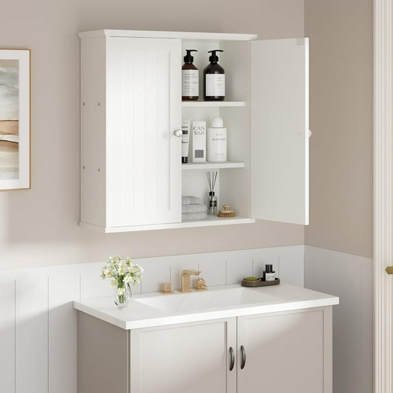 Bathroom Wall Medicine Cabinet with 2 Door, Bathroom Storage Organizer ...