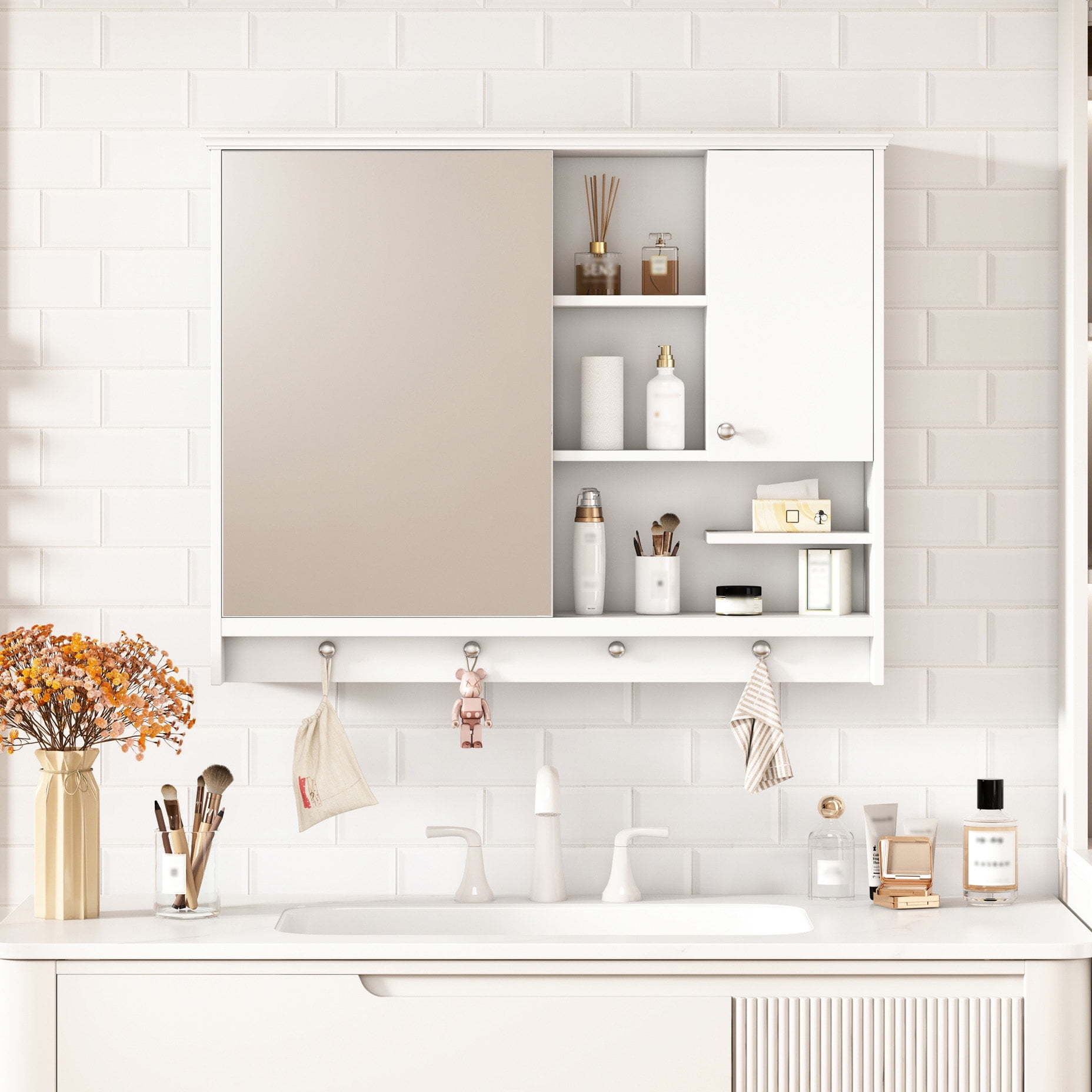 Bathroom Wall-Mounted Cabinet 36 Inches | High-Definition Mirror ...