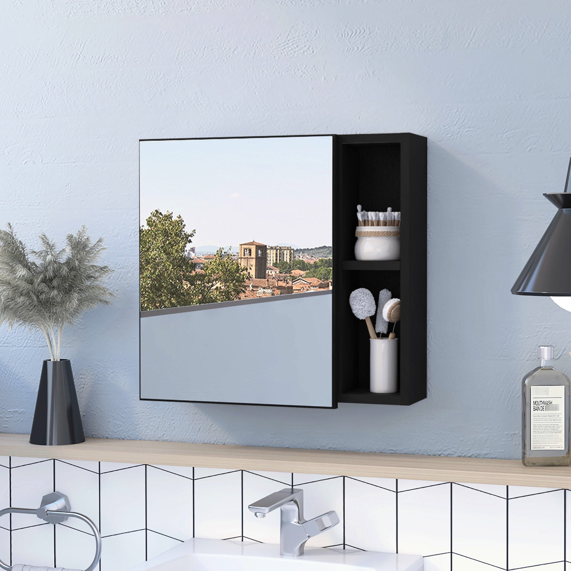 Bathroom Wall-Mounted Medicine Cabinet | One-Door Design with Shelving ...