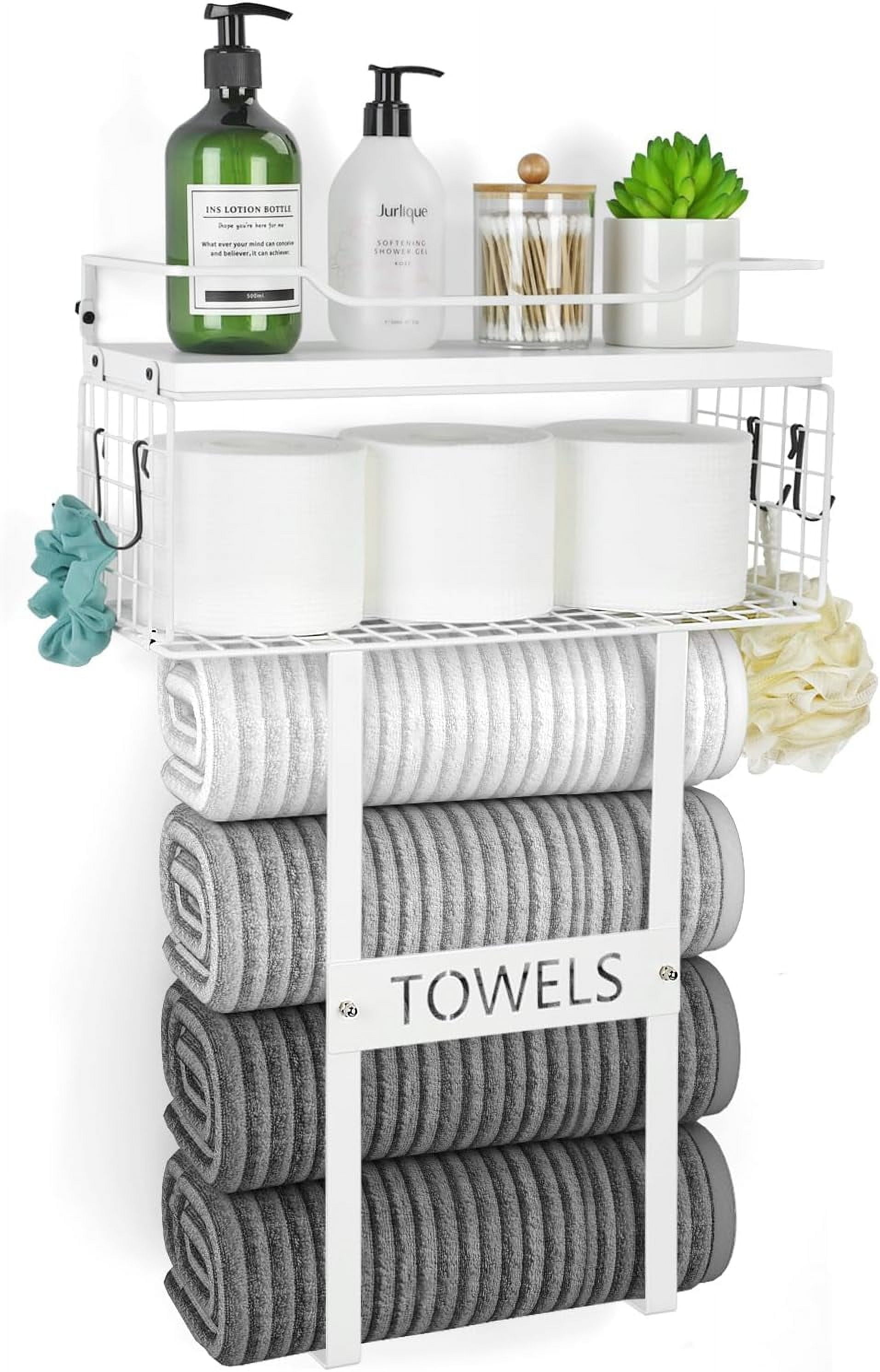 Bathroom Wall Mounted Towel Racks - Above Toilet Bath Wall Holder Set ...