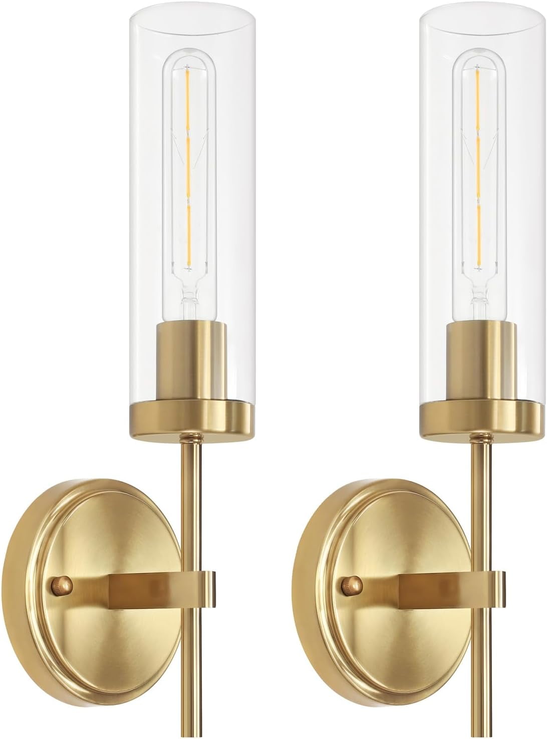 Bathroom Wall Sconces Set of 2,Brushed Gold Modern Vanity Light ...