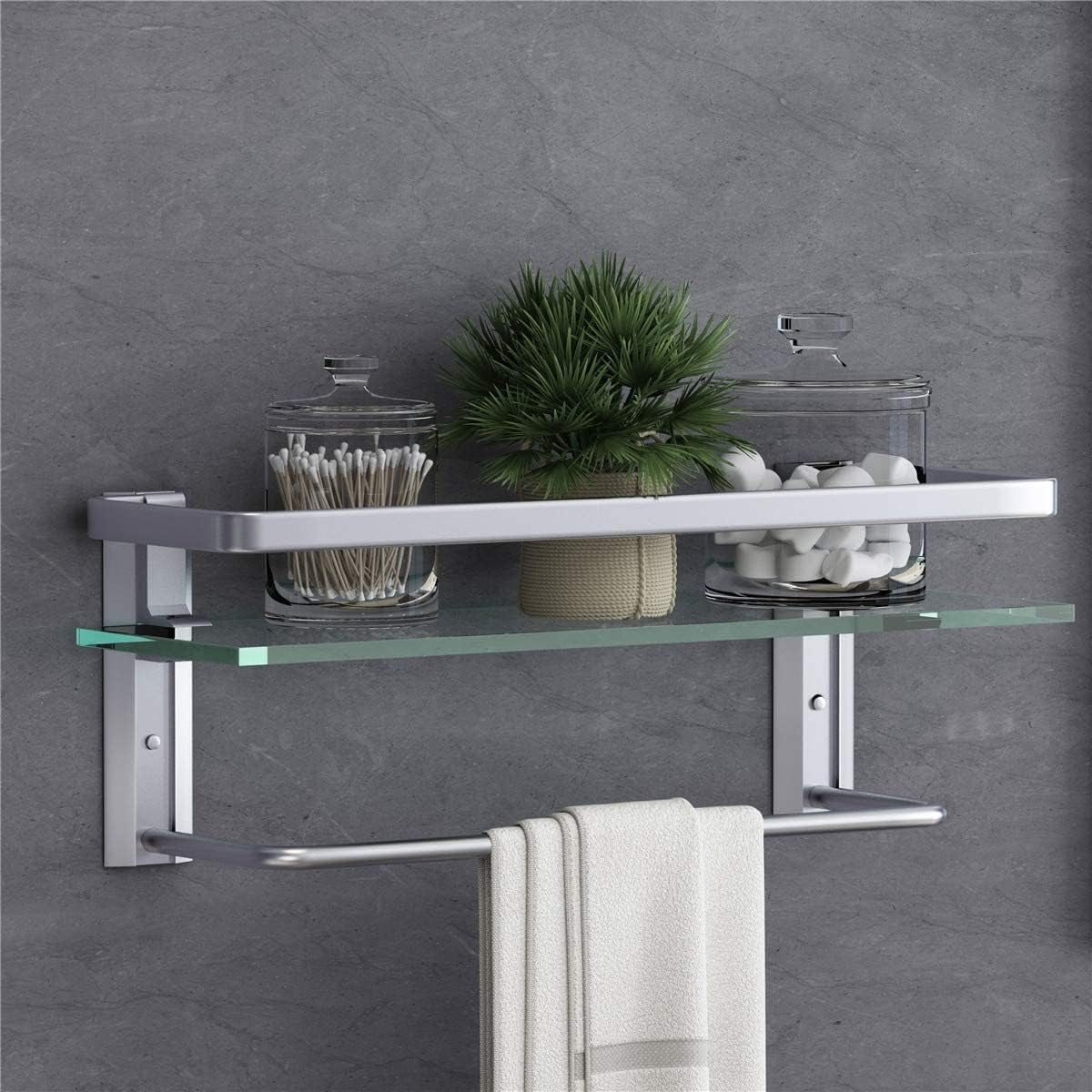 Bathroom Wall Shelf 15.7in Bathroom Glass Shelves Wall Mount Glass ...