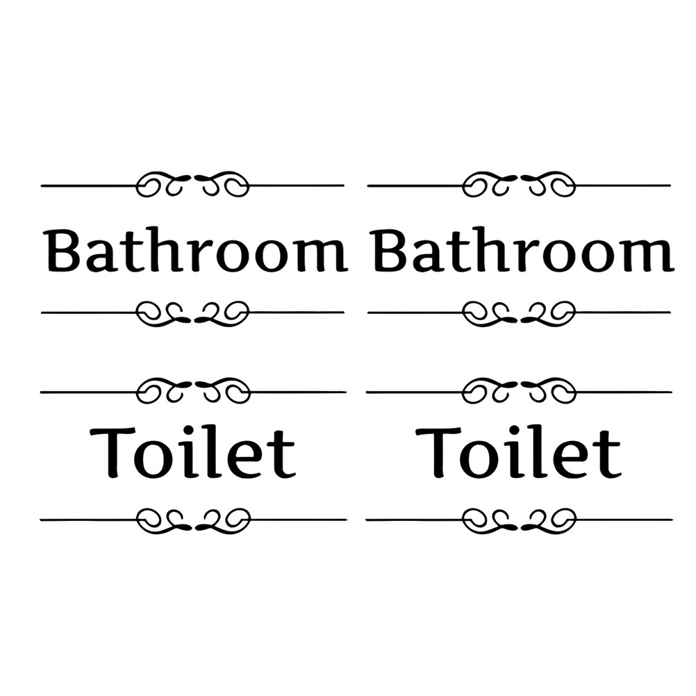 Bathroom Wall Sticker, 4Pcs Creative Toilet Bathroom Door Stikers DIY ...