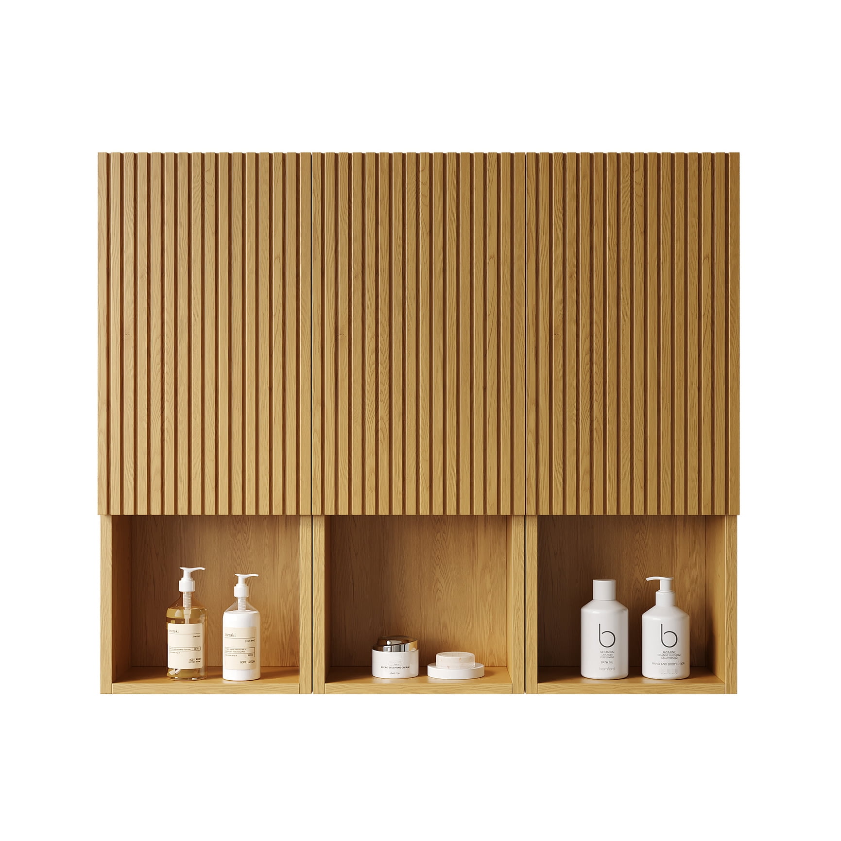 Bathroom Wall Storage Cabinet | 3 Units with Doors and Open ...