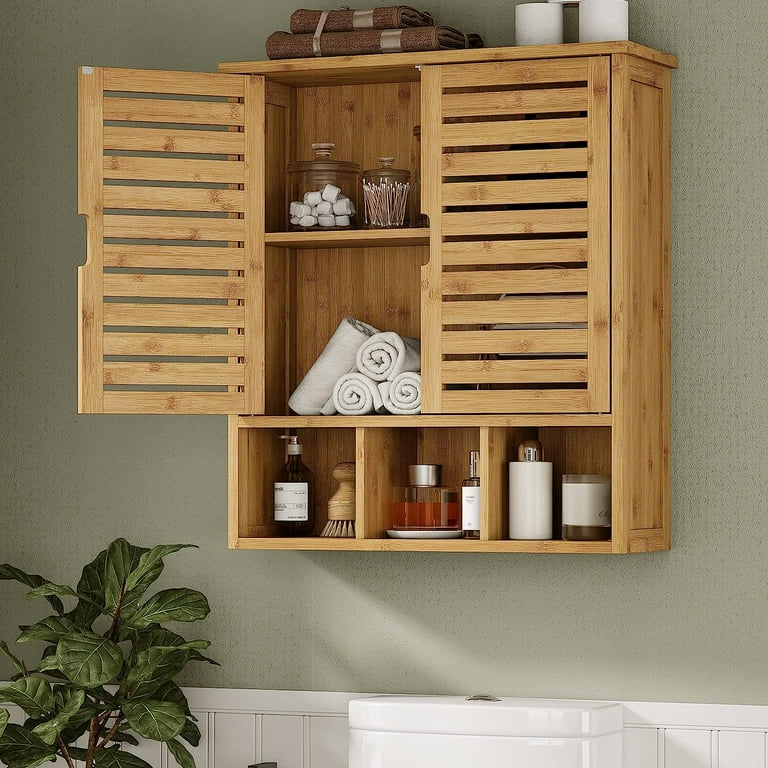 Bathroom Wall Storage Cabinet Bamboo Medicine Cabinet with Doors and Adjustable Shelves Bathroom Medicine Cabinet Wall Mount Wall Mounted Over The Toilet Storage Cabinet Walmart
