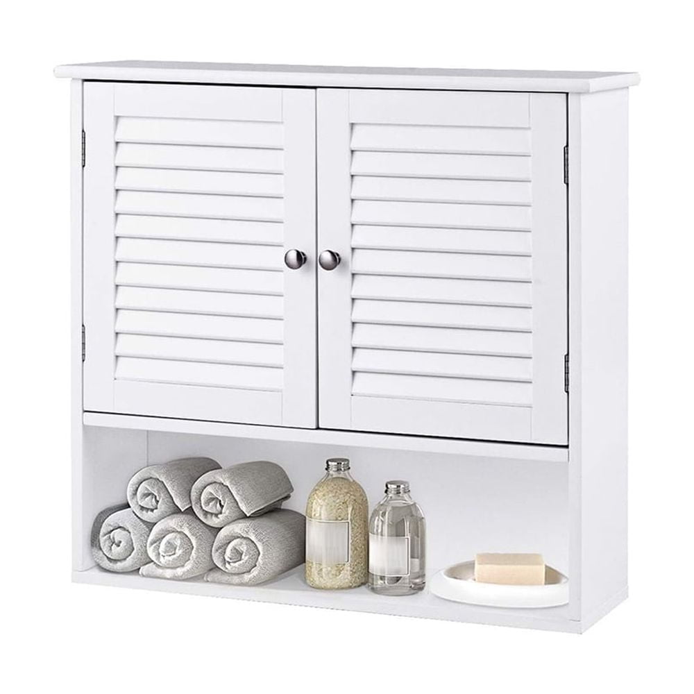 Bathroom Wall Storage Cabinet, Wood Medicine Storage Organizer with 2 ...