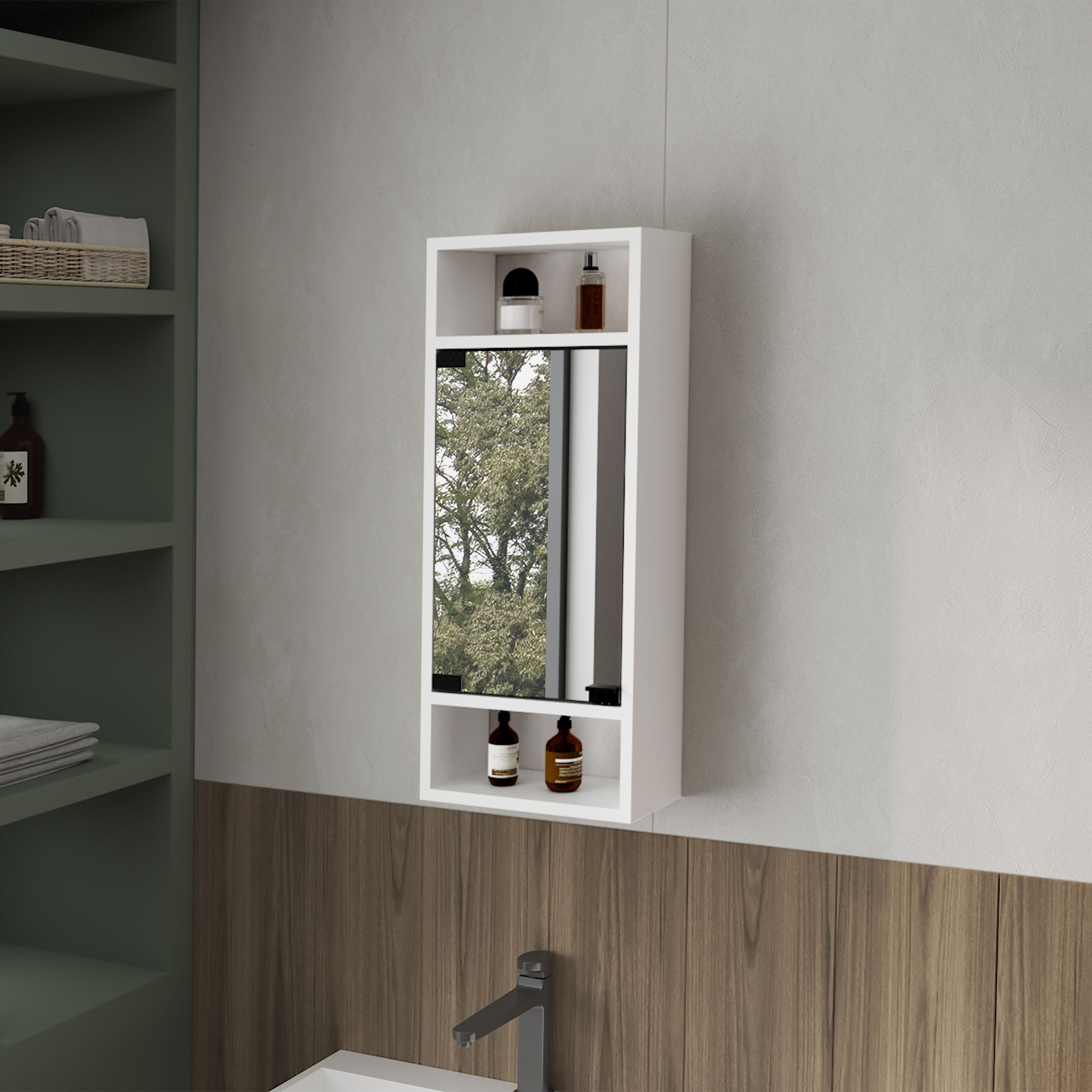 Bathroom Wall Storage FM FURNITURE Pine Like Medicine Cabinet with ...