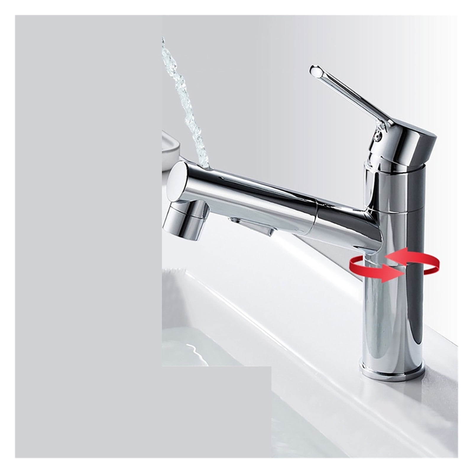 Bathroom Washbasin Pull-out Cold And Hot Water Faucet Rotatable ...