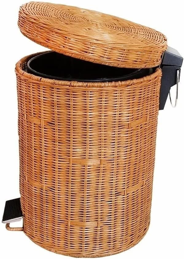 Bathroom Waste Basket Creative Imitation Rattan Woven Trash Can with ...