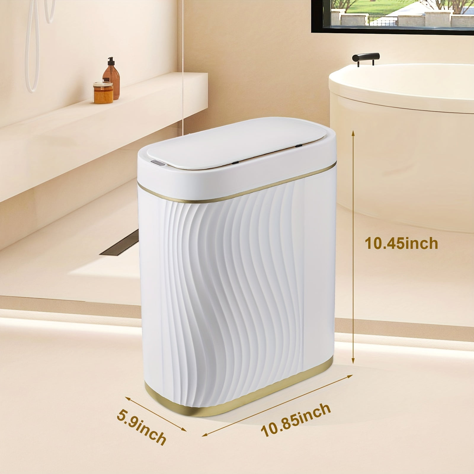 Bathroom Wastebaskets With Lid 2 Gallon Automatic Trash Can, Small ...