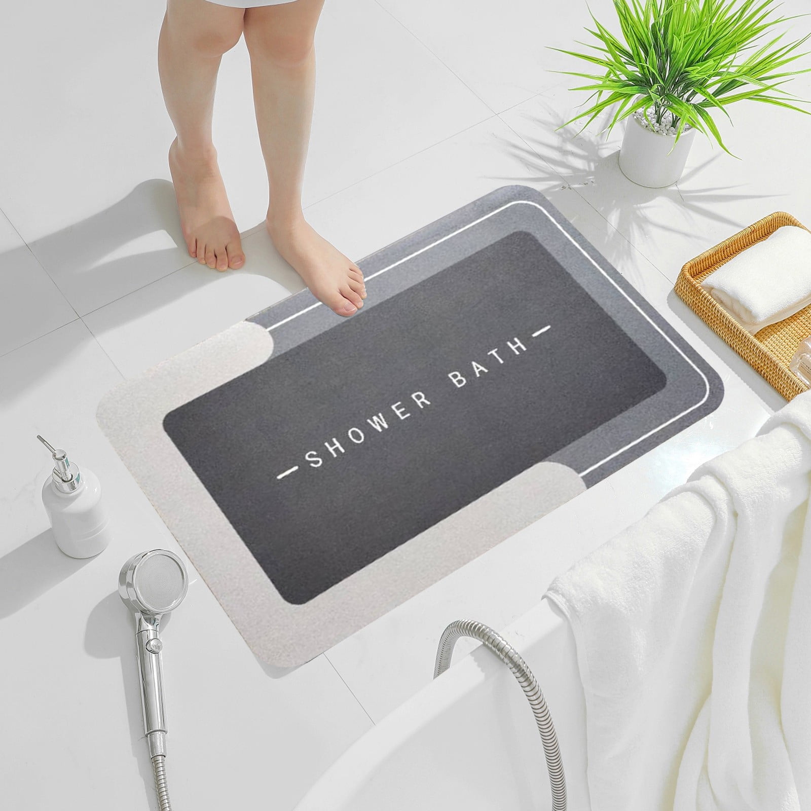 Bathroom Water Absorbent Floor Mats, Diatomite Non-Slip Drying Foot ...