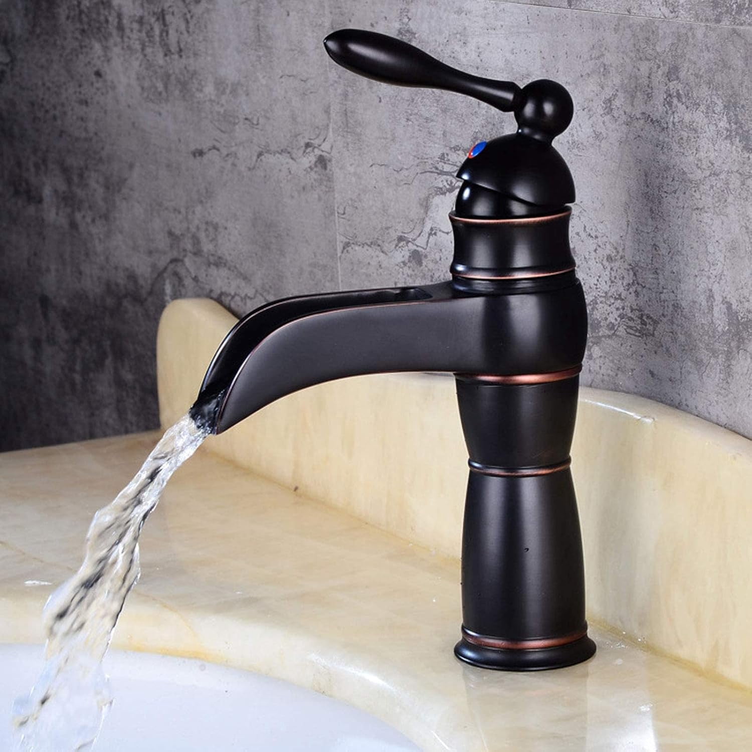 Bathroom Waterfall Mixer Tap, Retro Bathroom Sink Faucet with Single ...