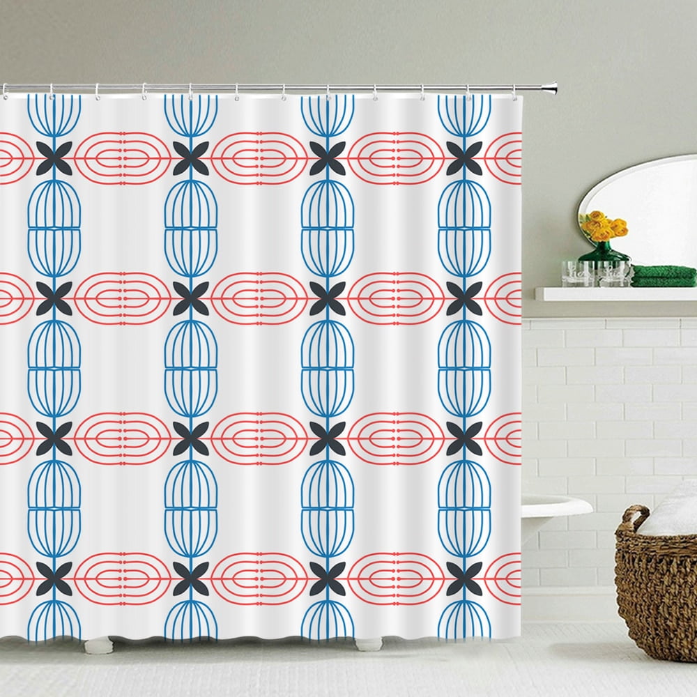Bathroom Waterproof Polyester Fabric Geometric Pattern Shower Curtains ...