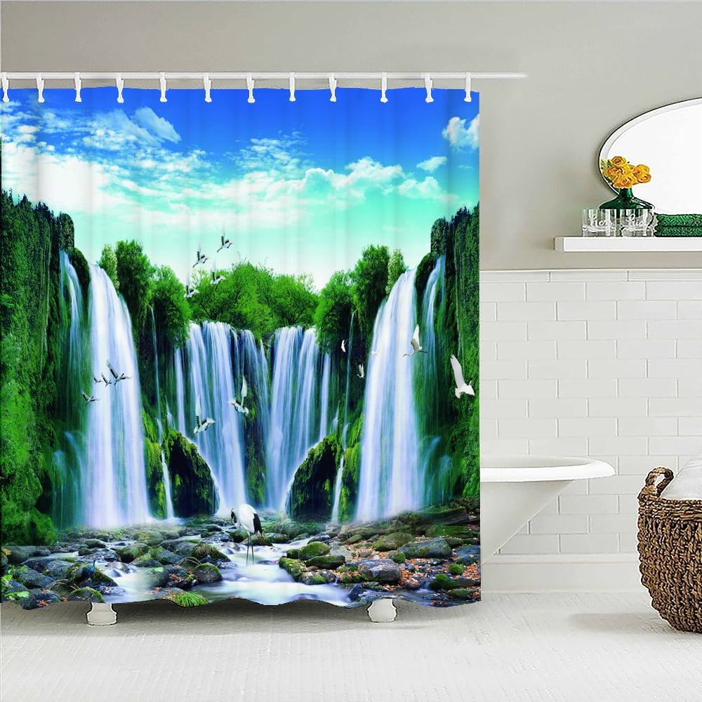 Bathroom Waterproof Shower Curtain Polyester 3d Beautiful Natural