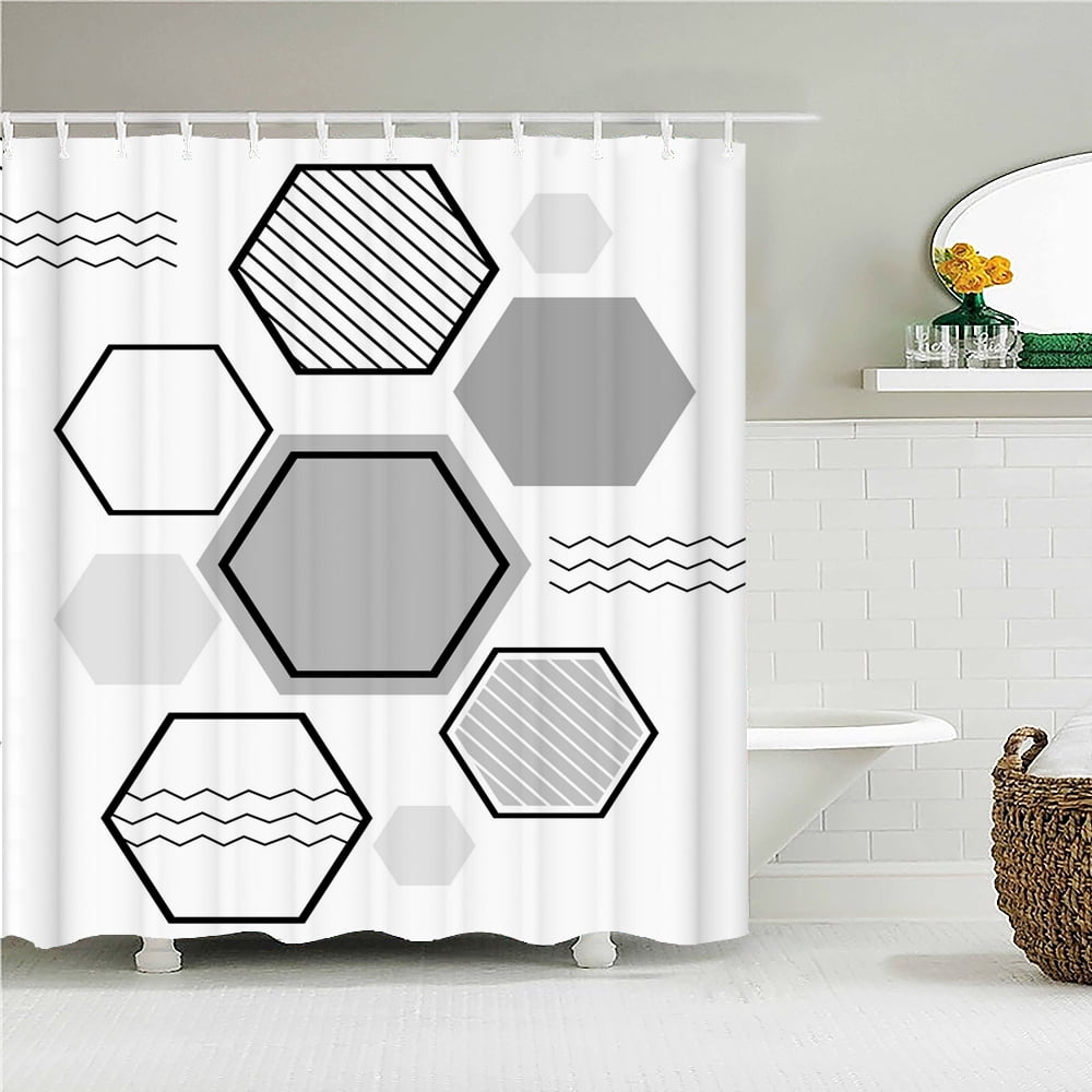 Bathroom Waterproof Shower Curtain Simple Geometric Pattern Printing ...