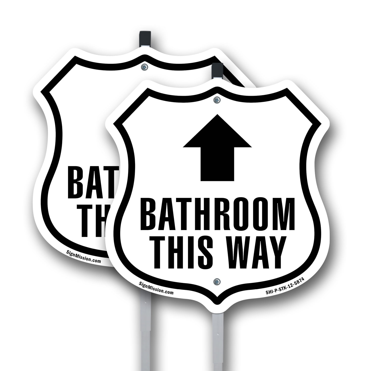Bathroom This Way Up (2 Pack) 12 inch X 12 inch Shield Shaped Rust-Free ...