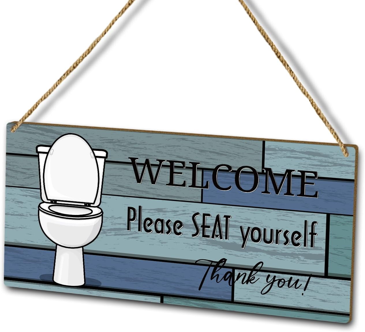 Bathroom Welcome Décor Wood Plaque Sign Wall Hanging, Seat Yourself ...