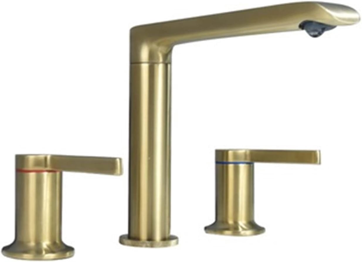 Bathroom Widespread Sink Faucet Crane Brass Brush Gold Sink Faucet Hot ...