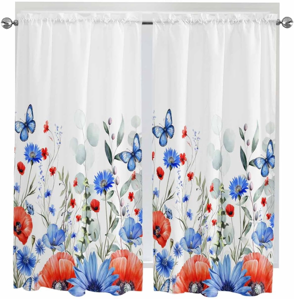 Bathroom Window Curtain, 4th of July Light Filtering Coffee Kitchen ...