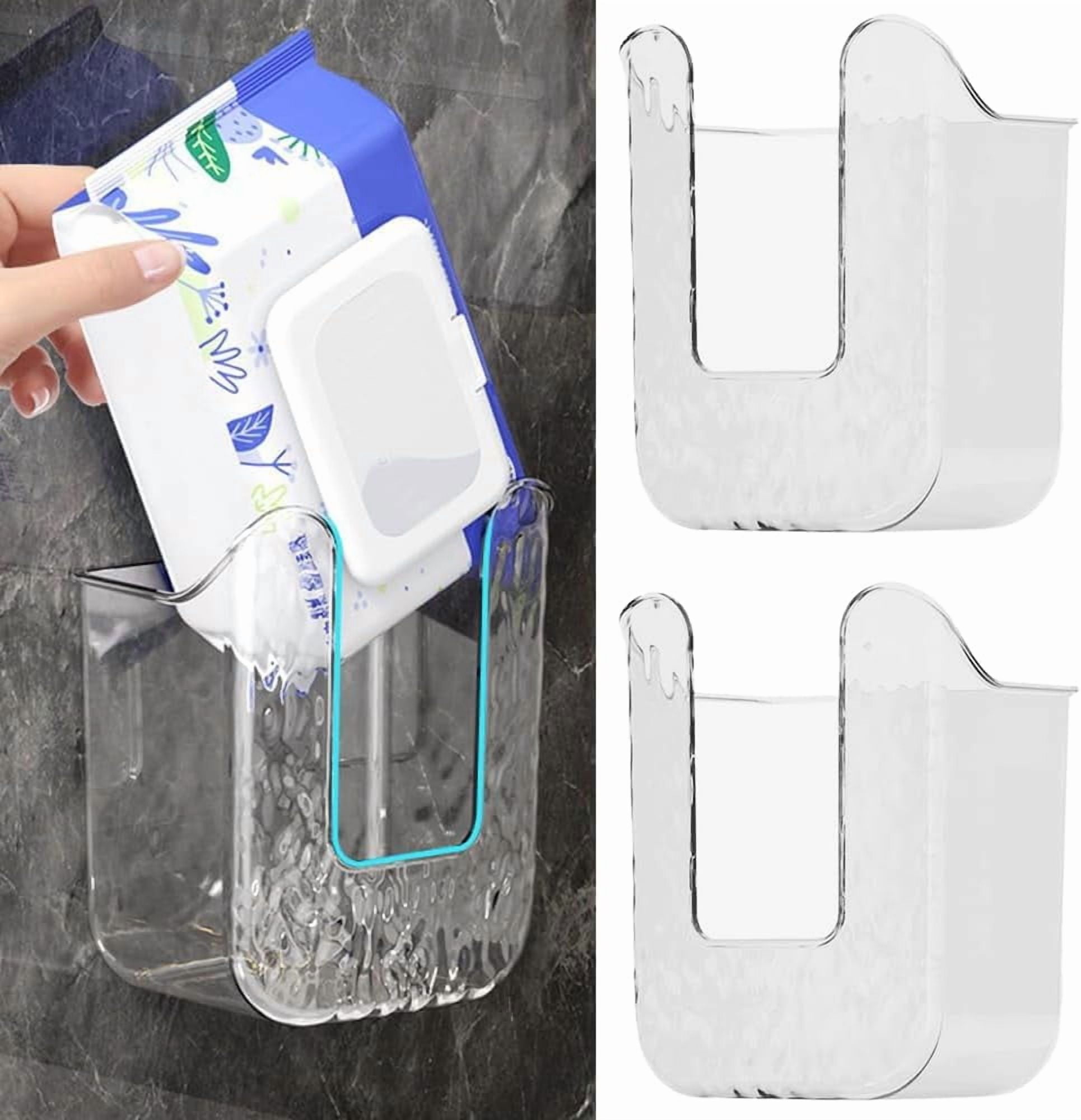 Bathroom Wipes Holder, 2PCS Wall-Mounted Wipe Storage Box, Acrylic ...