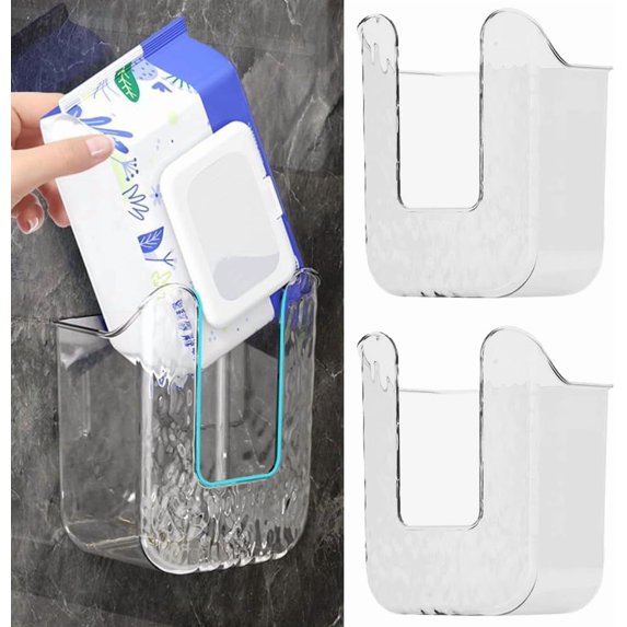 Bathroom Wipes Holder, 2PCS Wall-Mounted Wipe Storage Box, Acrylic ...