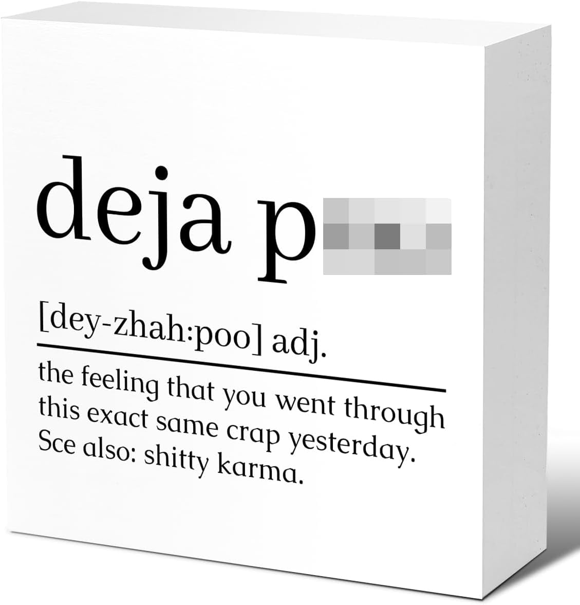 Bathroom Wood Block Signs,Deja Poo Definition Wooden Box Sign for ...