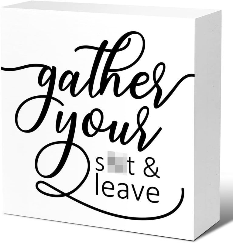Bathroom Wood Block Signs,Gather Your S And Leave Wooden Box Sign For ...