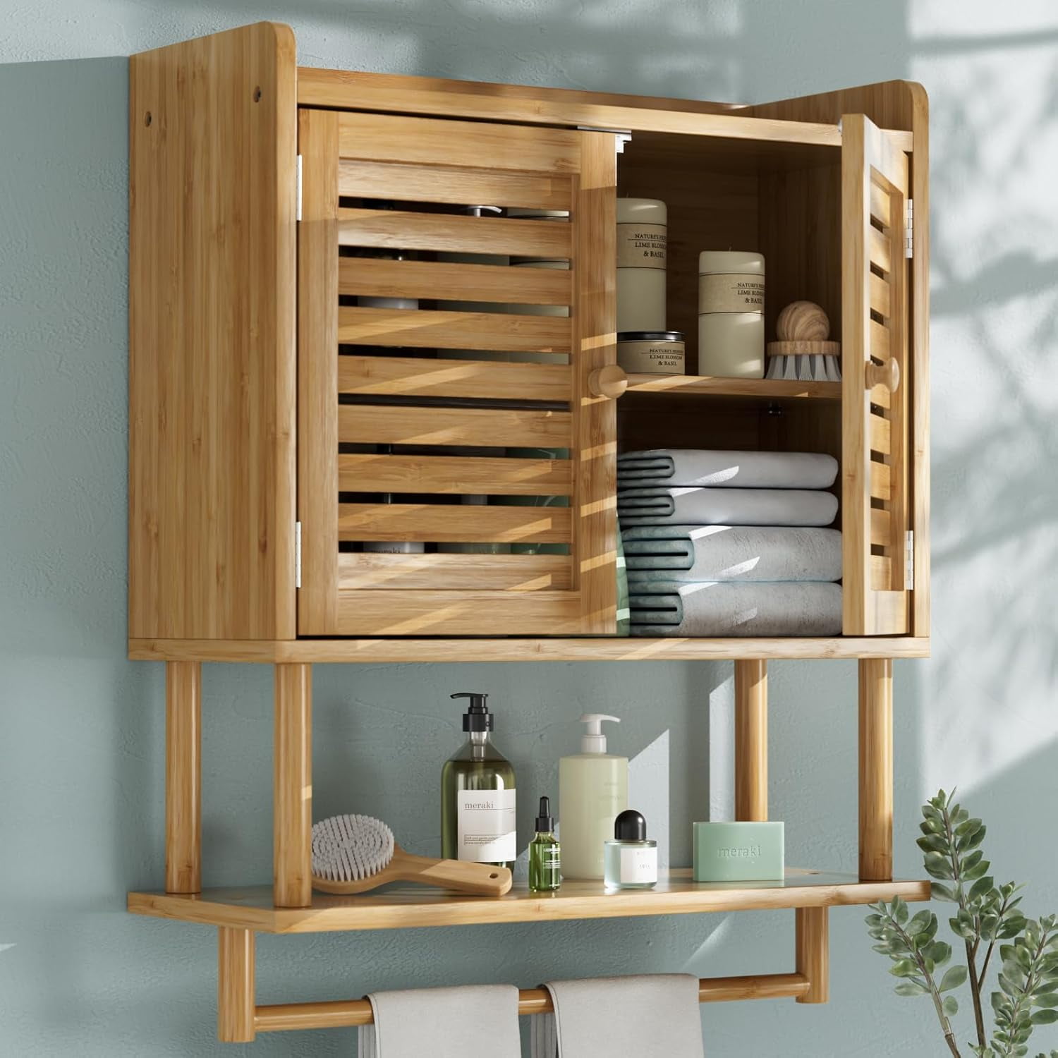 Bathroom Wood Wall Cabinets, Farmhouse Medicine Cabinets Organizer with ...