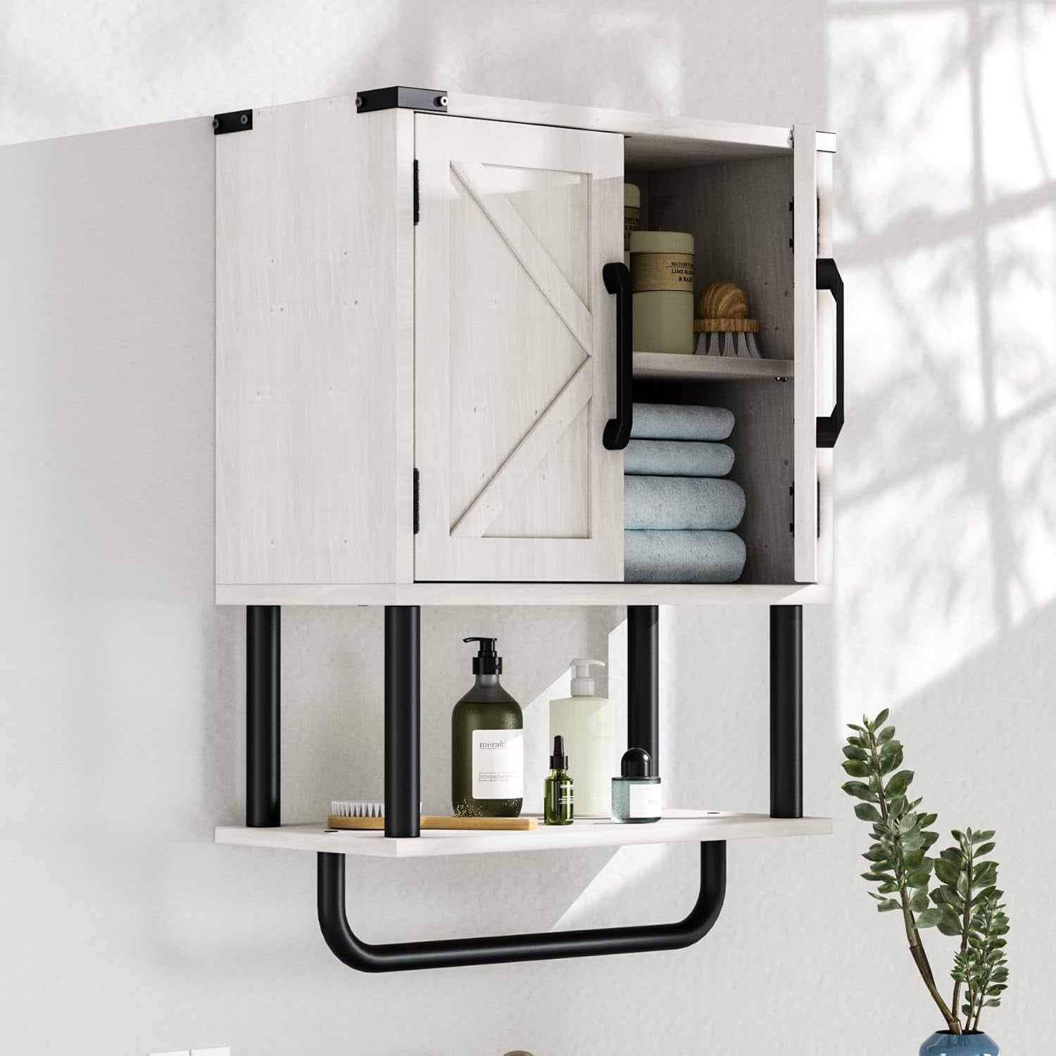 Bathroom Wood Wall Cabinets, Farmhouse Medicine Cabinets Organizer with ...