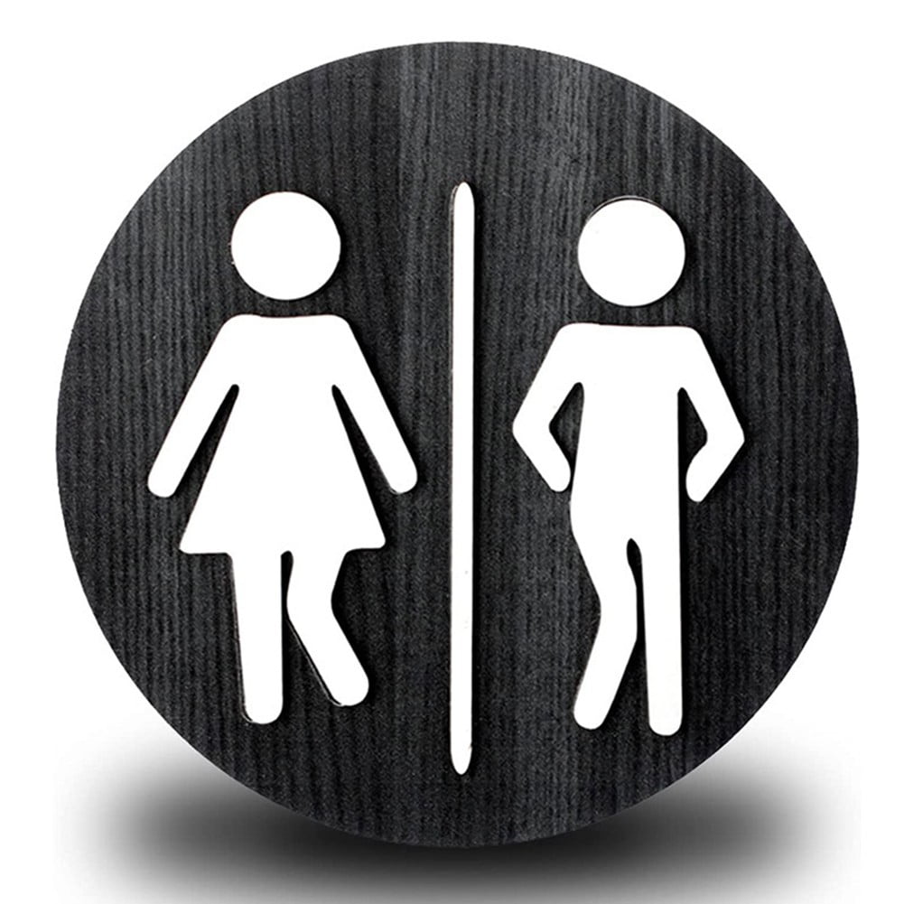 Bathroom Wooden Sign - Wooden Toilet Door Decoration Sign for Bathroom ...