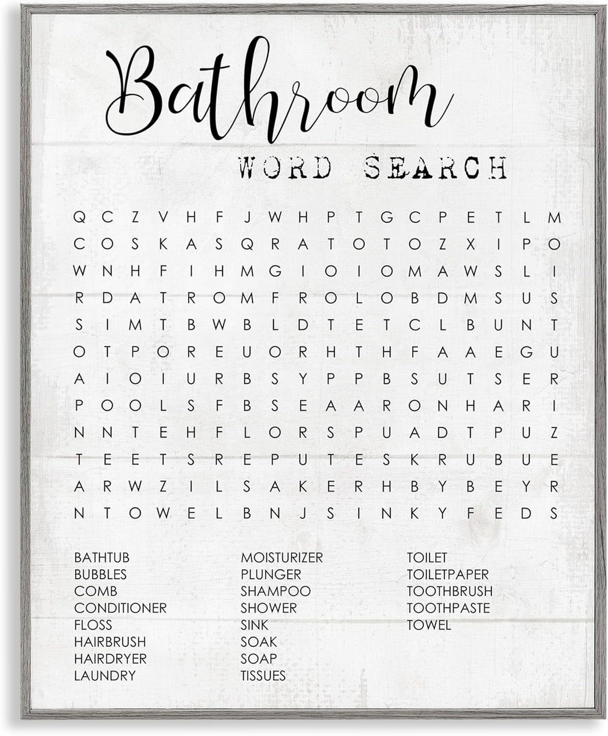 Bathroom Word Search Fun Family Word Design Unframed Giclee Art Design ...