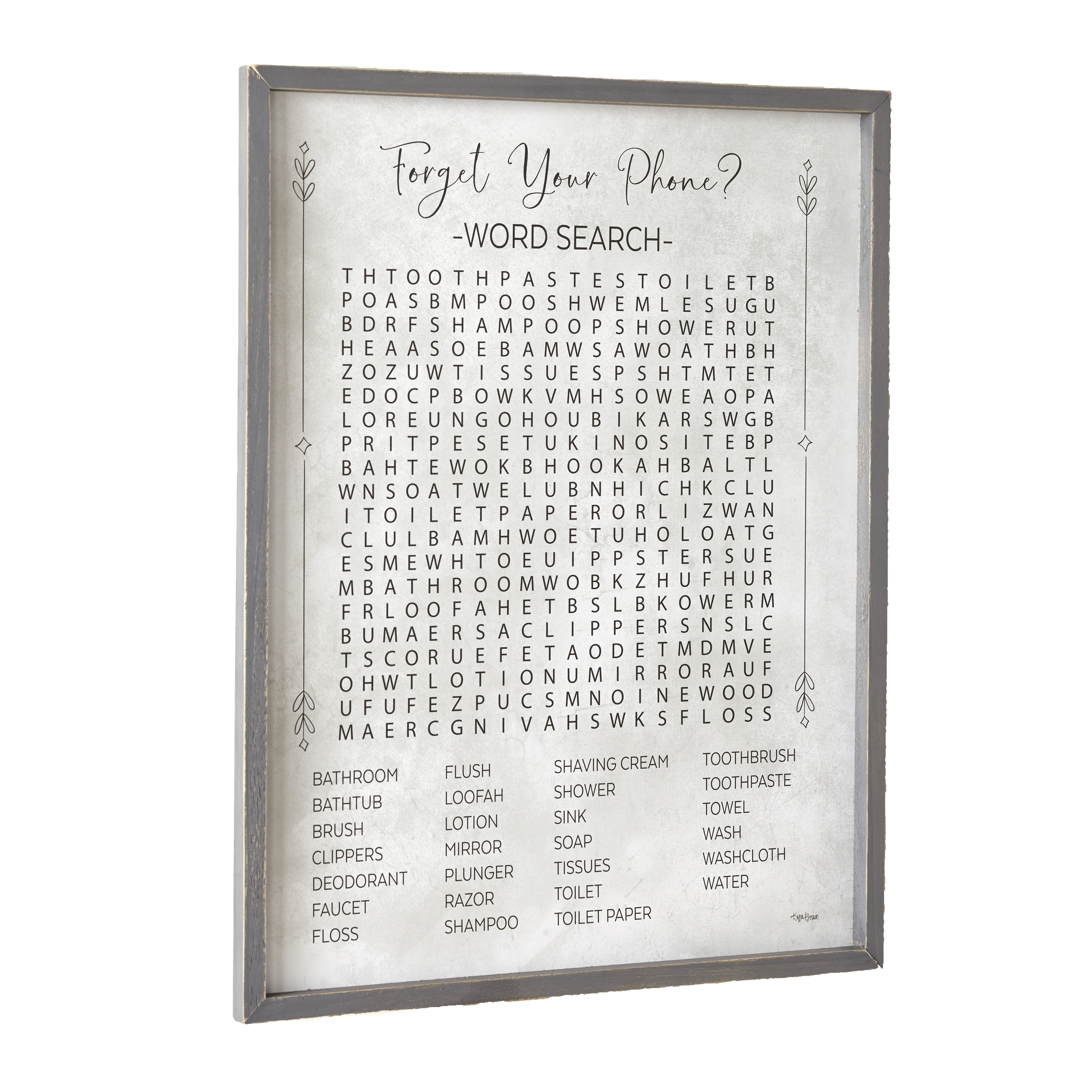 Bathroom Word Search Wall Sign - Funny Farmhouse Art with Rustic ...