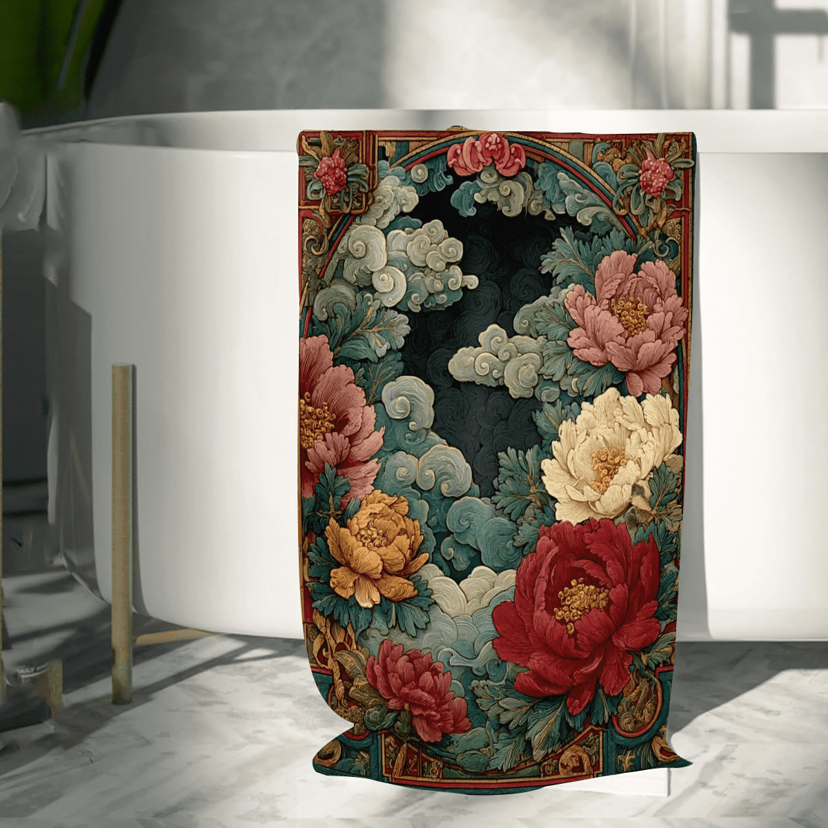 Bathroom bath towels, flower map, microfiber large adult beach non ...