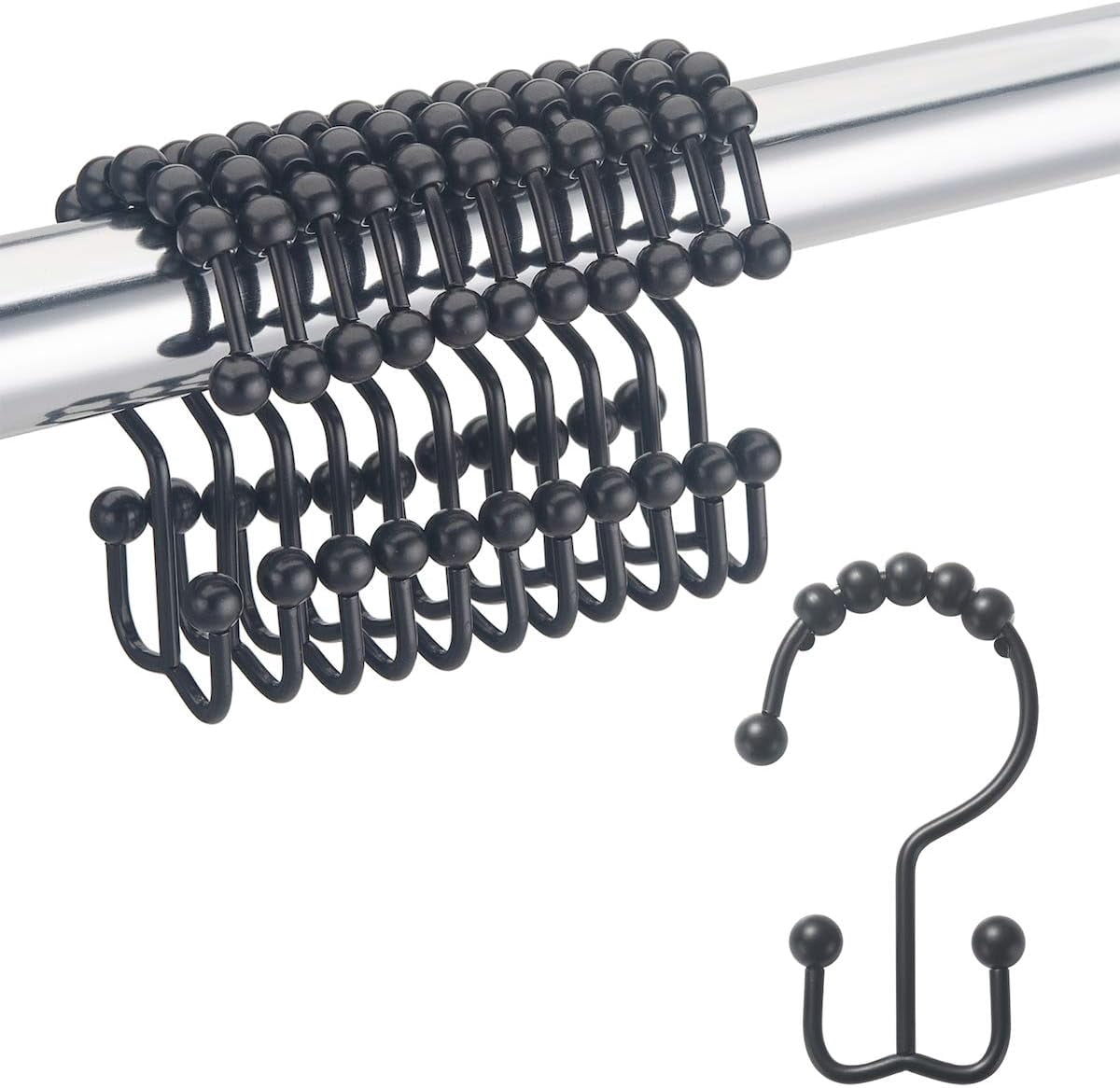 Bathroom curtain hook ring rust proof double sliding roller bathroom ...