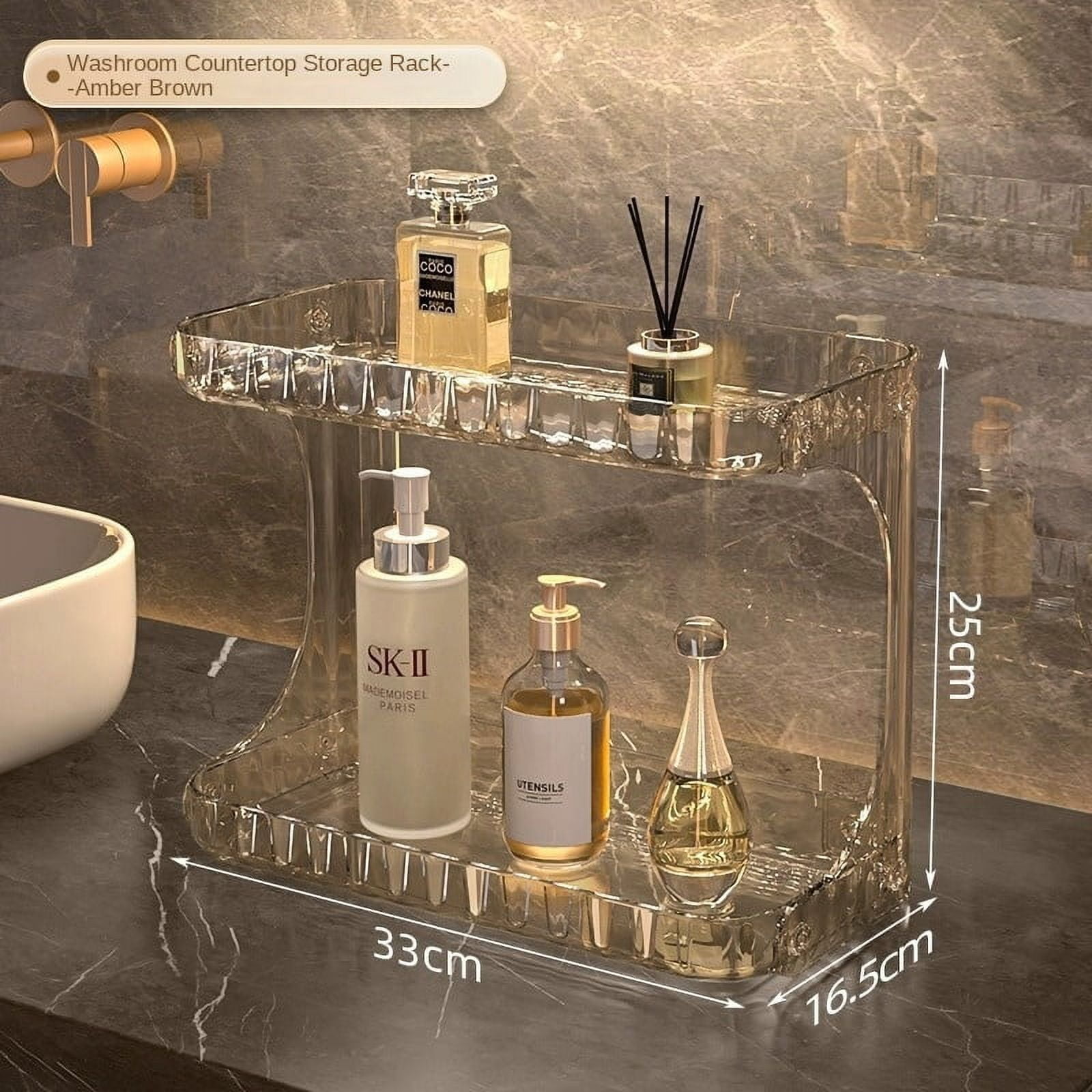 Bathroom double-layer storage rack, bathroom sink cosmetics storage ...