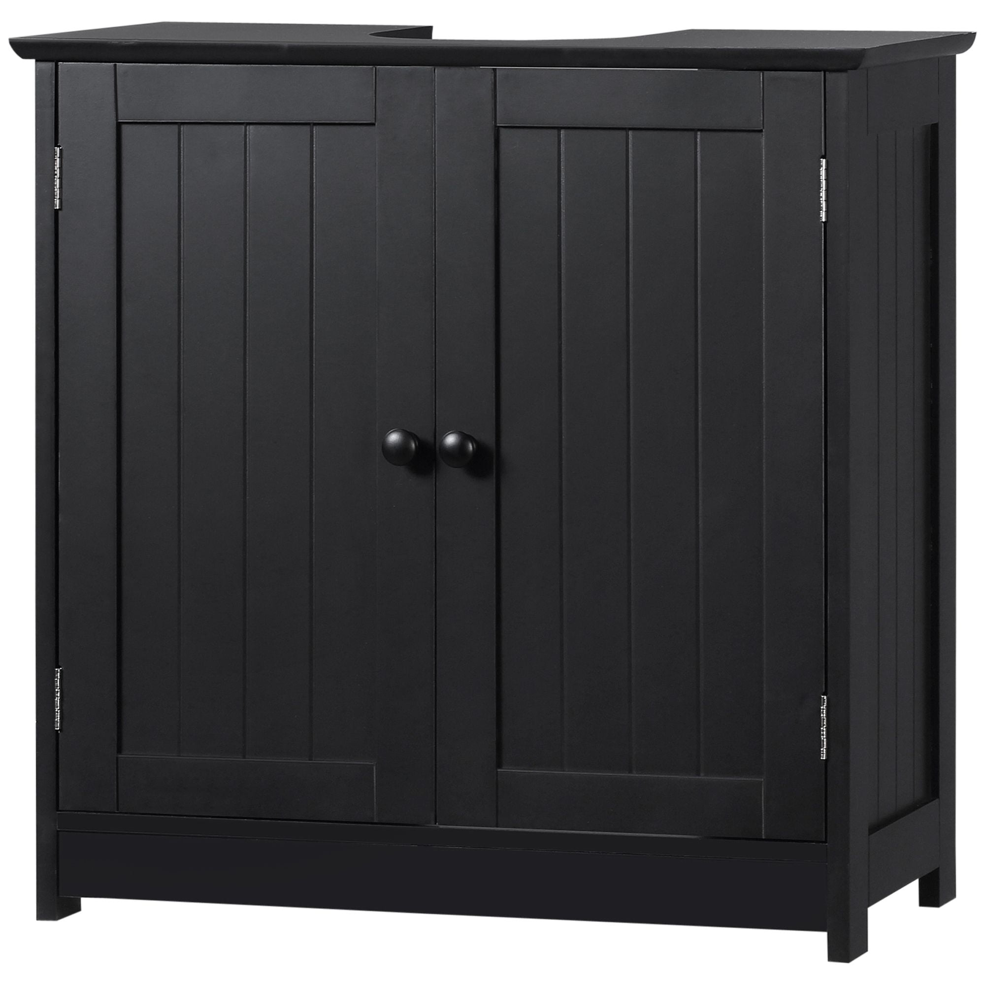 Bathroom locker under black sink with double door shelf, modern ...