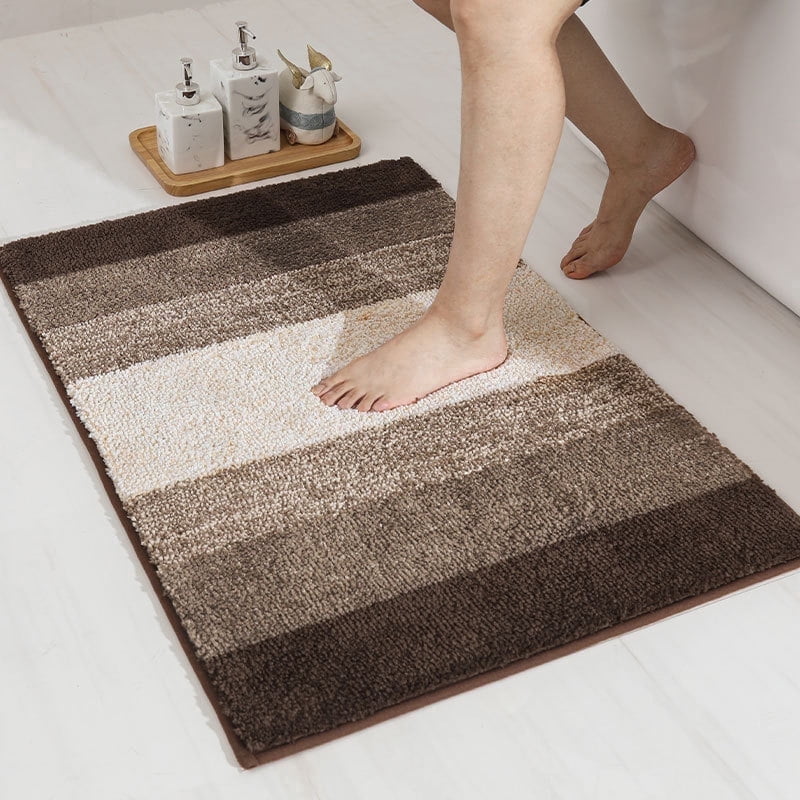 Bathroom mat woven padded absorbent non-slip carpet washable toilet mat ...