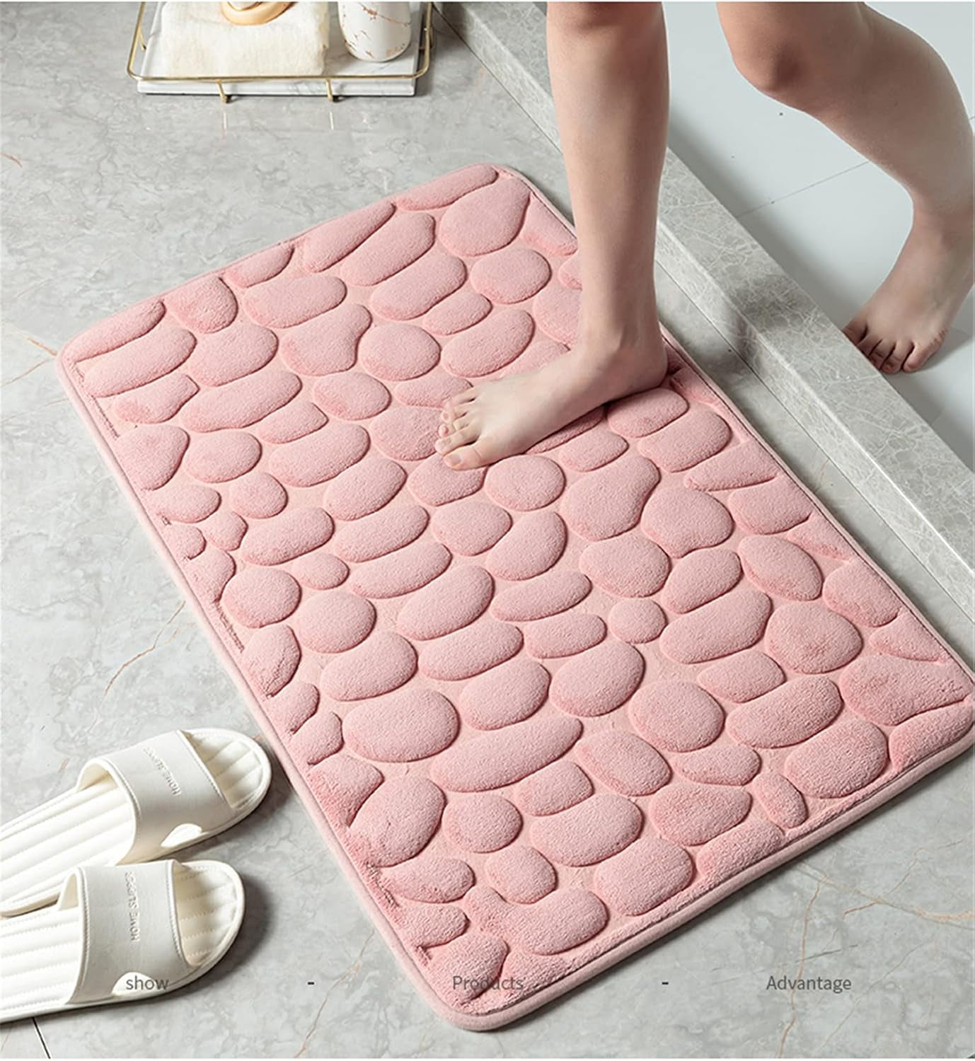 Bathroom mats, Bathroom Floor mats, Pebble-Shaped Carpets, Memory Foam ...