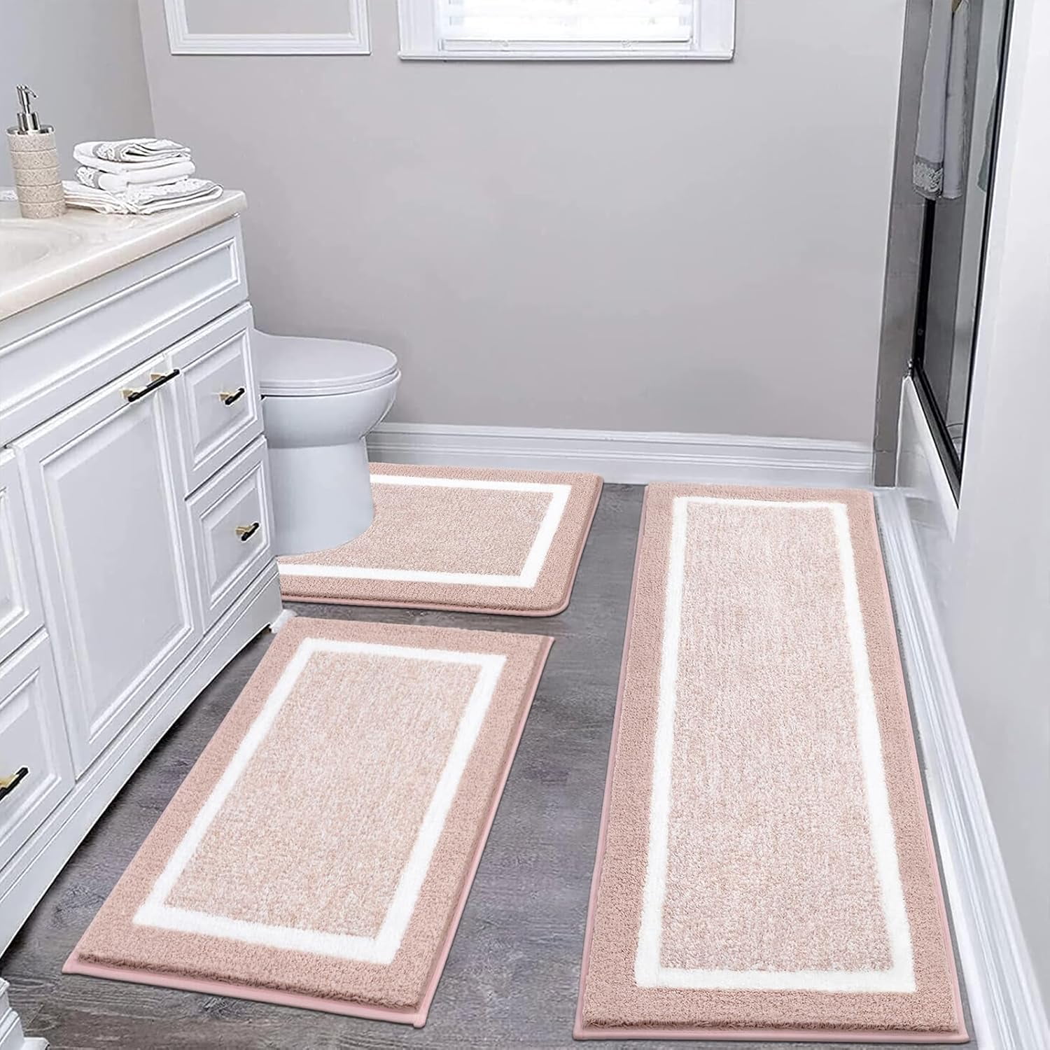 Bathroom rug Set 3-piece bathroom shower rug with U-profile toilet mat ...