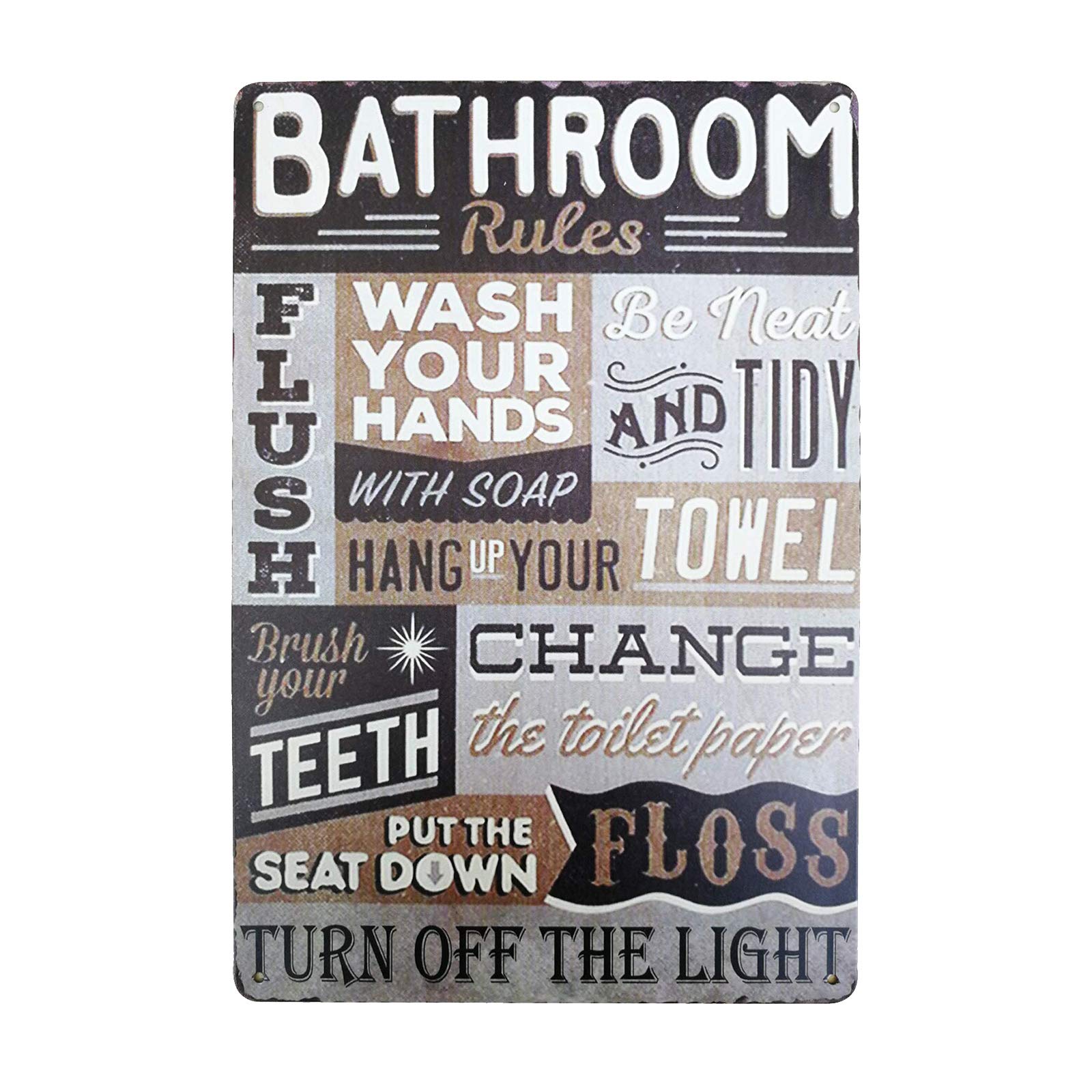 Bathroom rules wash your hands vintage metal sign Bathroom Laundry Room ...