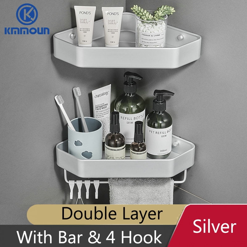 Bathroom shelf corner space aluminum bathroom triangle basket shower ...