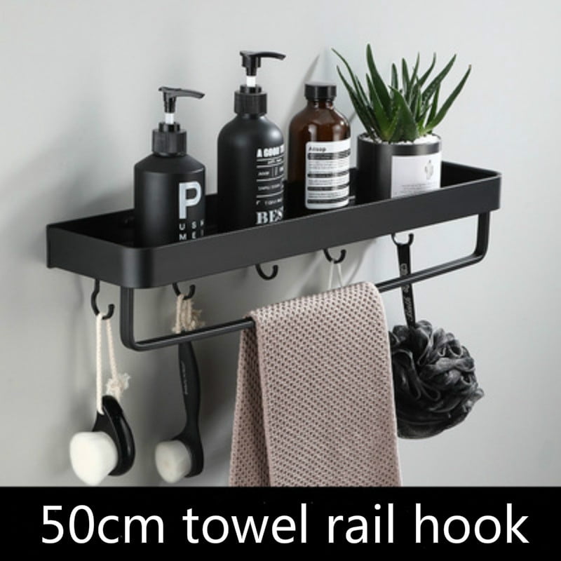 Bathroom shelf drill organizer shower storage rack black corner shelves ...