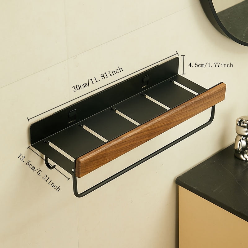 Bathroom storage shelves，Wooden bathroom rack wall-mounted, Seasoning ...