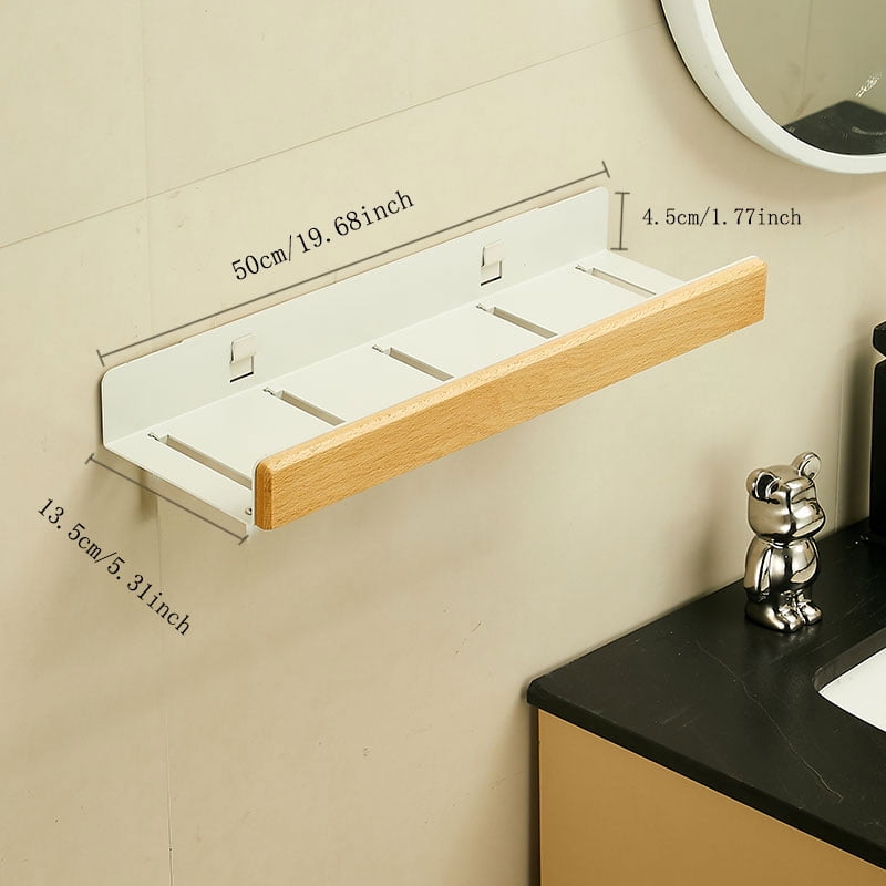 Bathroom storage shelves，Wooden bathroom rack wall-mounted, Seasoning ...
