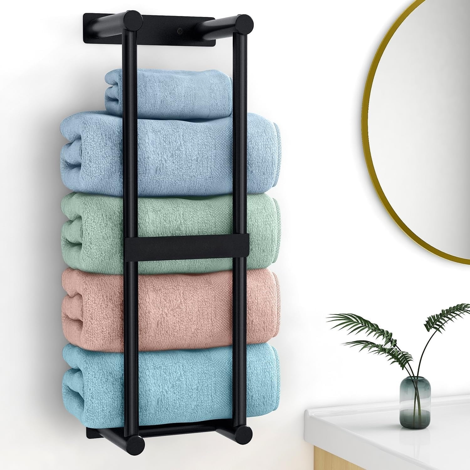 Bathroom towel rack, small bathroom towel storage rack, wall-mounted ...