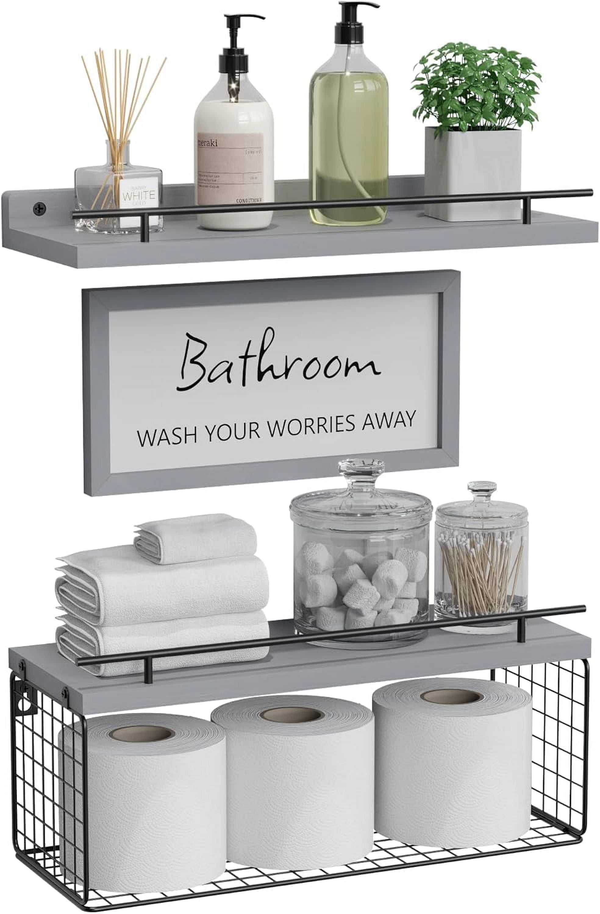 Bathroom wall decoration signs, floating shelves, bathroom storage and ...