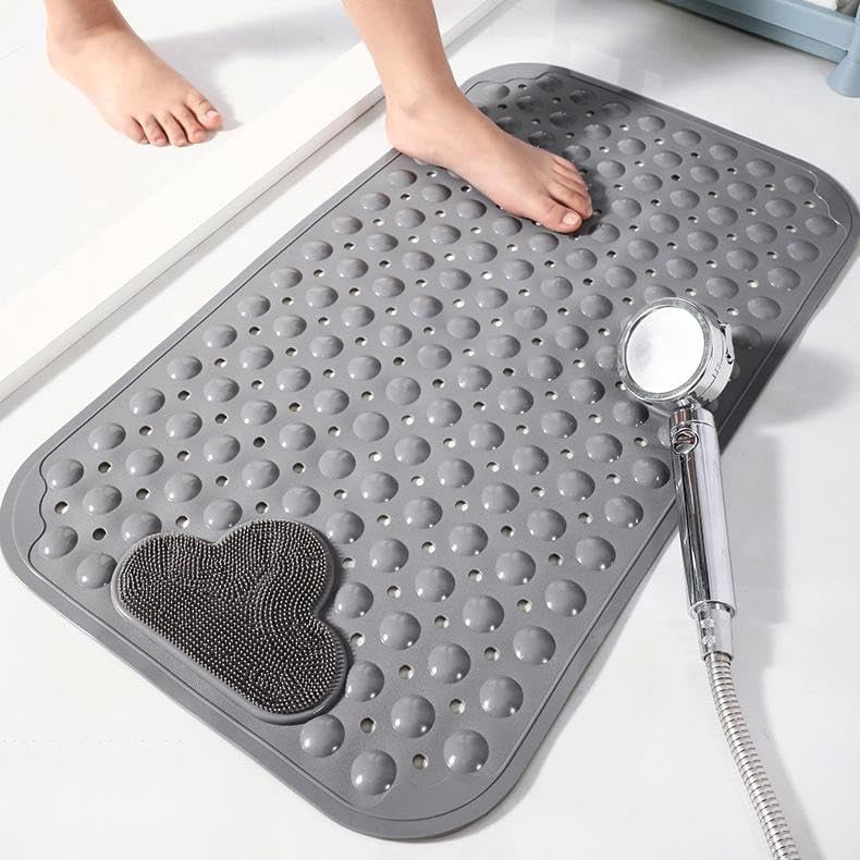 Bathtub Anti-Slip Mat Shower Mat with Suction Cups Drain Hole Foot ...