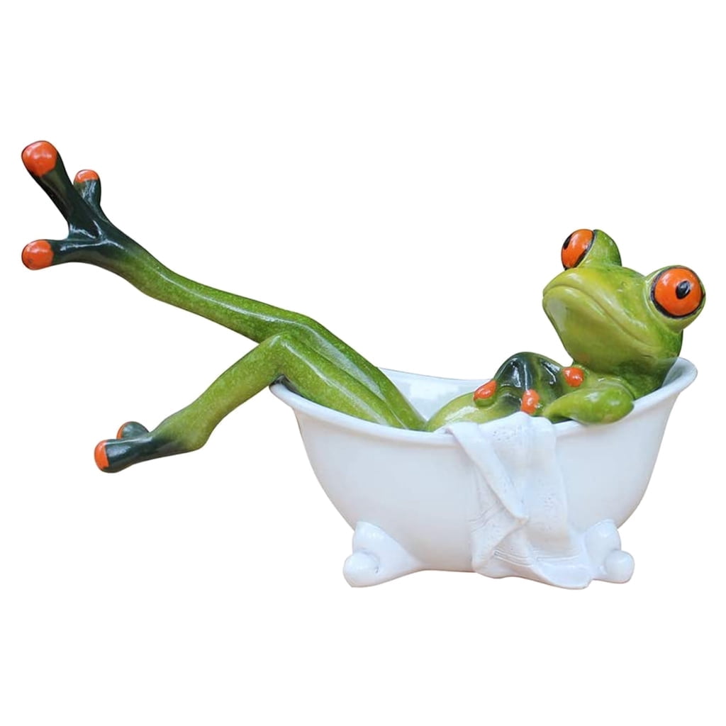 Bathtub Bathing Frog Crafts Desktop Ornament Resin Statue Figurine ...