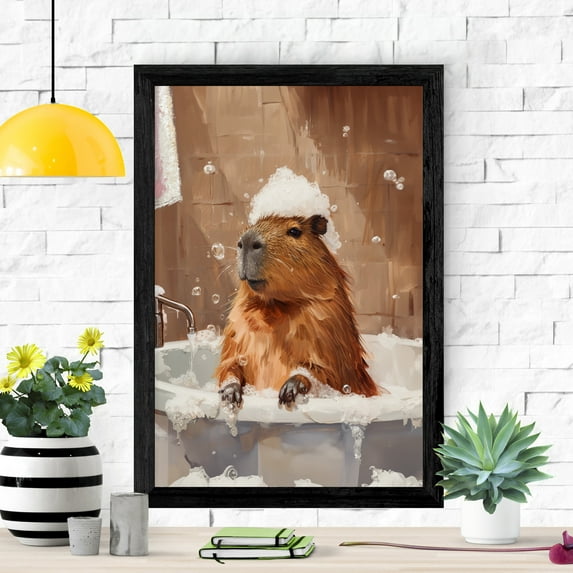 Bathtub Bubble Bath Capybara, Bathroom Wall Art, Funny Capybara Gift ...